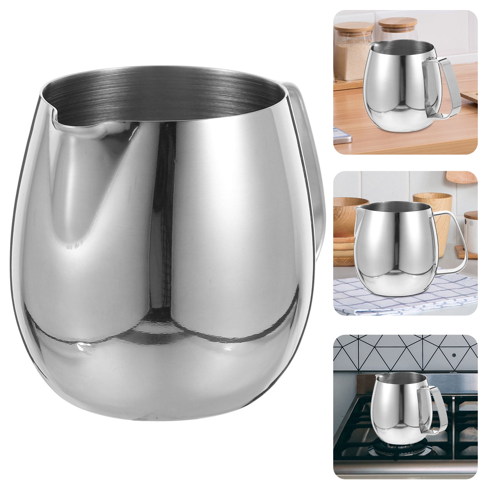 BRIGHTFUFU Silver Frother Pitcher Milk Frothing Jug For Latte Art 1Pack ...