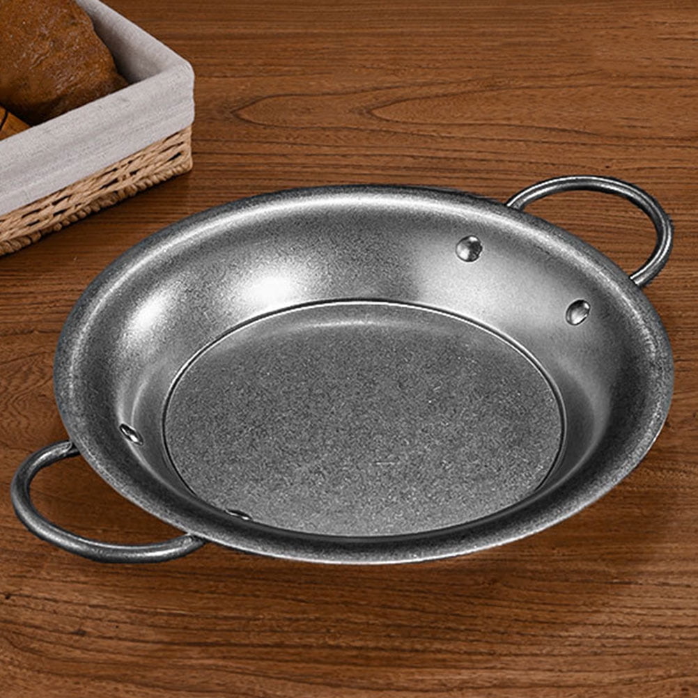 BRIGHTFUFU Retro Silver Stainless Steel Paella Pan for Versatile ...