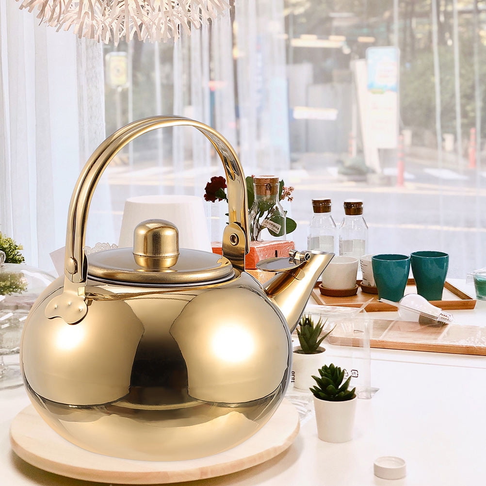 BRIGHTFUFU Golden Stainless Steel Camping Kettle 1 Set Ideal for Tea ...