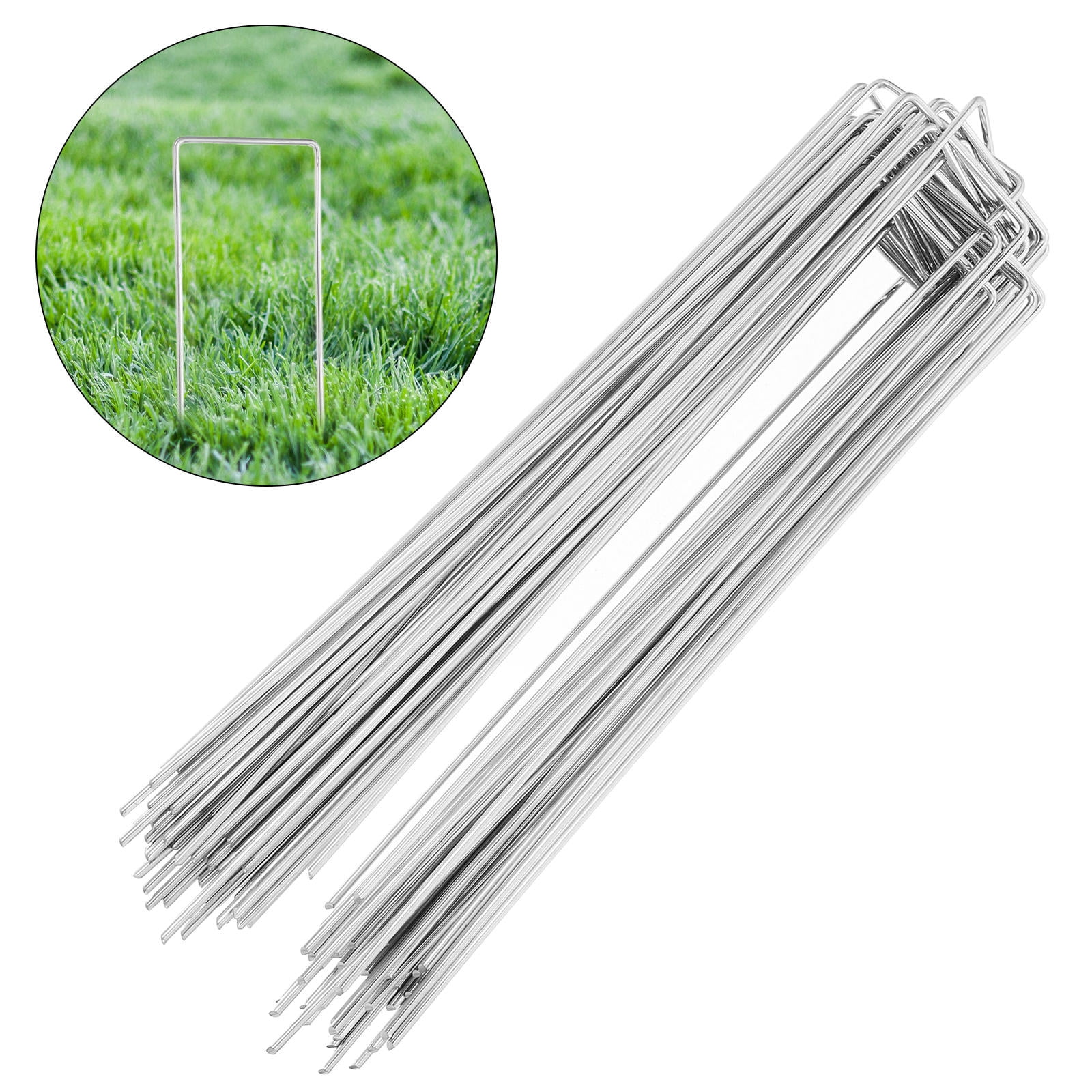 BRIGHTFUFU U-Shape Galvanized Ground Nails 50Set for Gardening ...