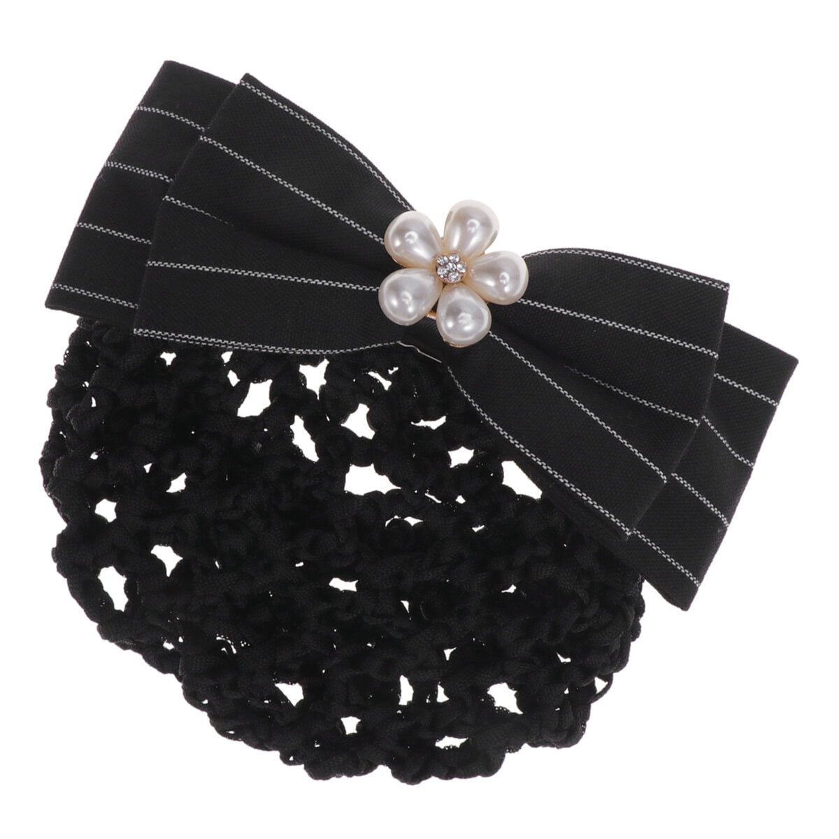 BRIGHTFUFU ballet hair mesh Bow Hair Net Black and White Striped Hair ...