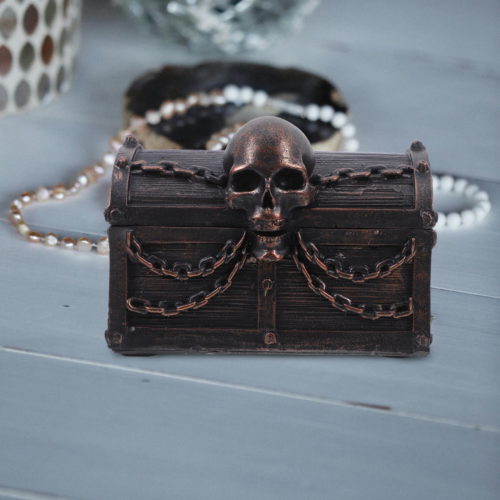 BRIGHTFUFU pirate treasure chest resin bronze keepsake organizer for ...