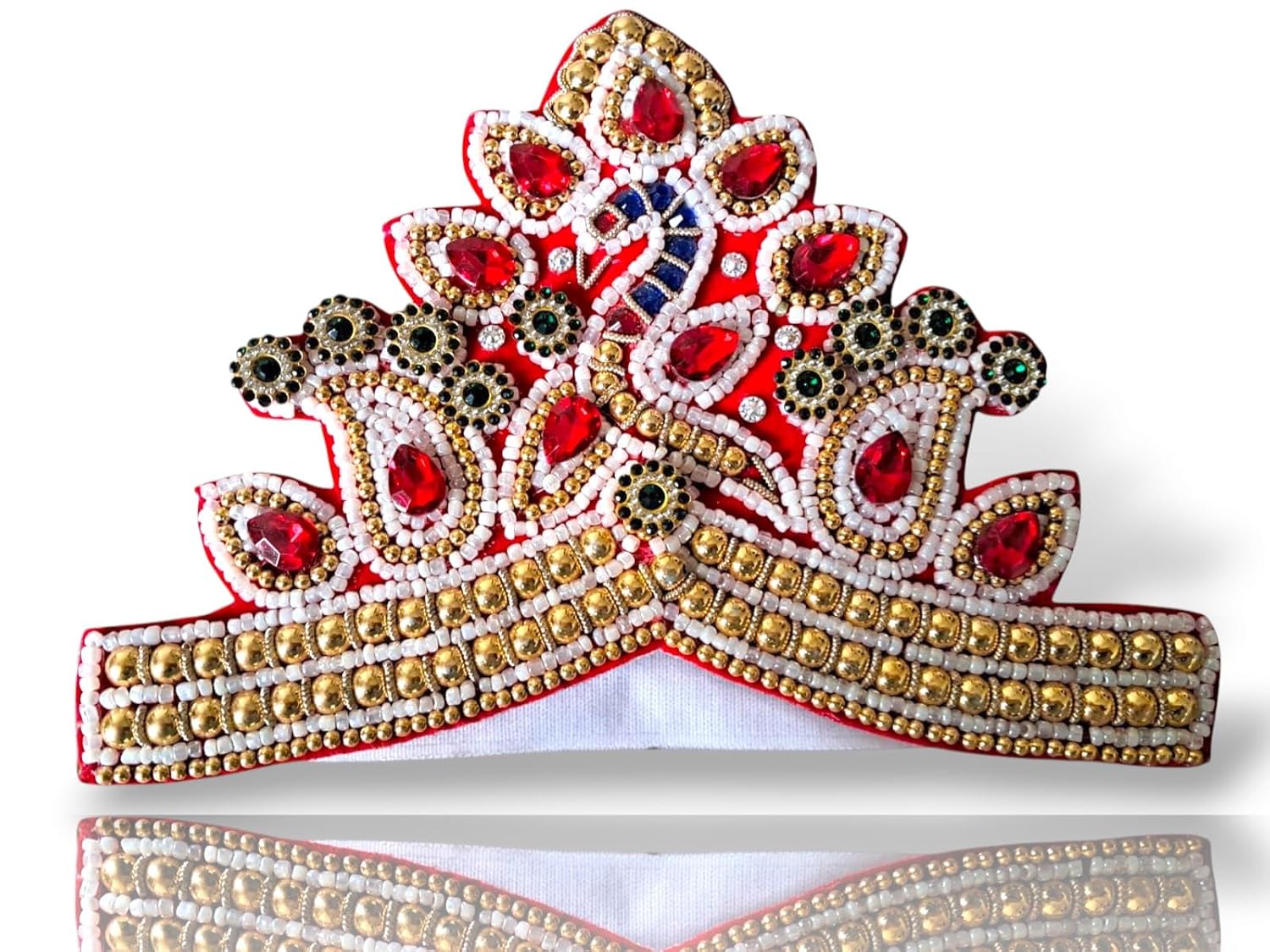 BRIJRANI POSHAKPRESENTS DECORATED CROWN ZARI MUKUT FOR GOD EMBIDED WITH ...