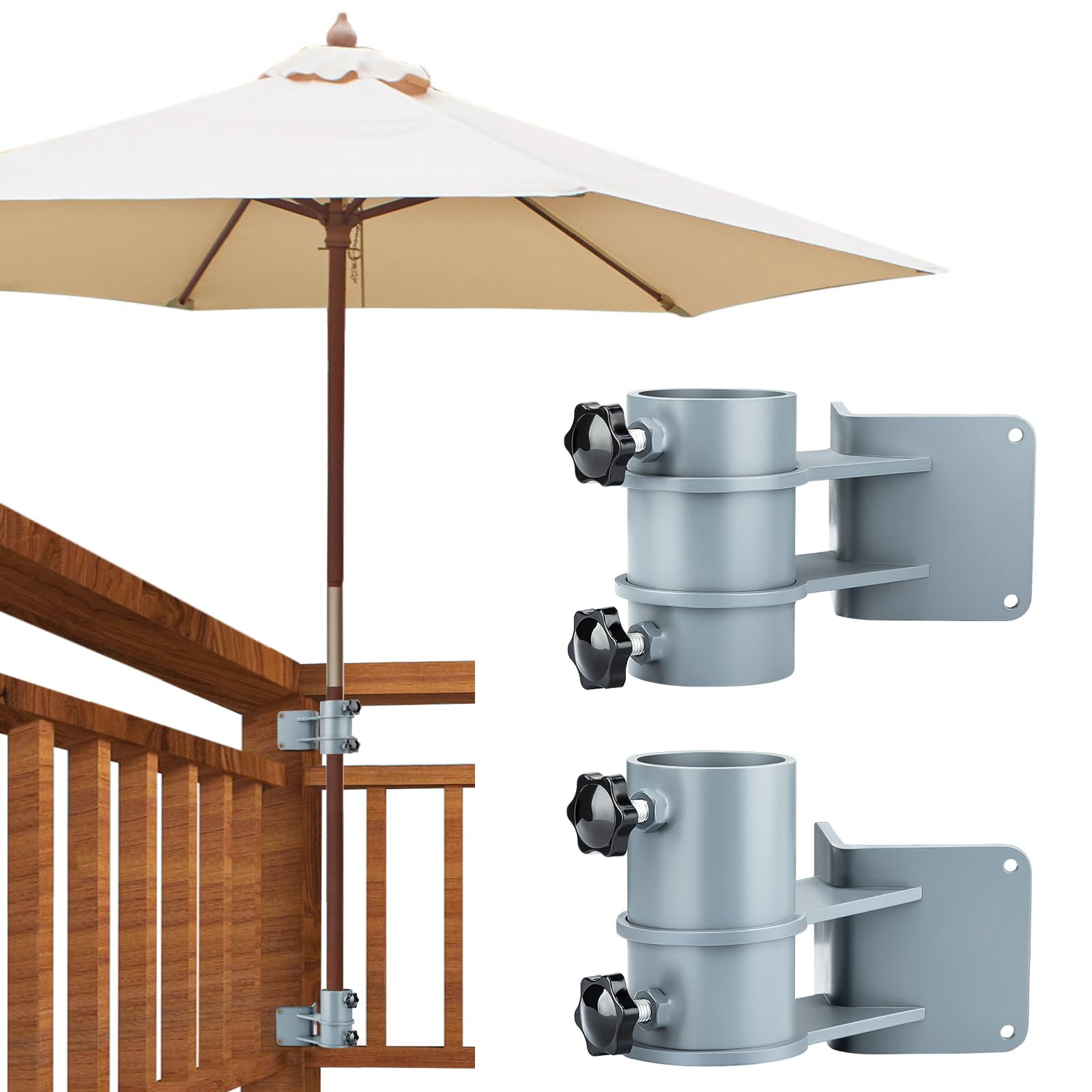 BRILLIHOOD Pair of Patio Umbrella Side Holder, Stainless Steel Parasol ...