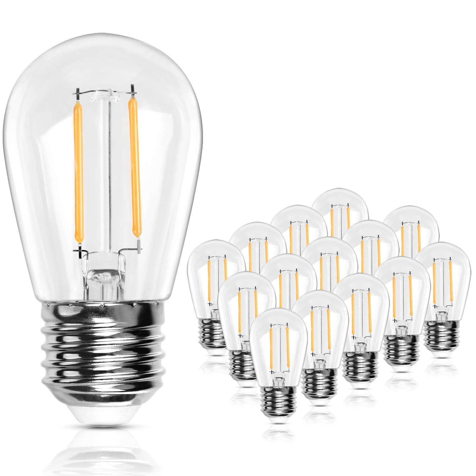 BRIMAX 15Pack S14 2W LED Outdoor Bulbs, E26 Base, 2200K Warm White ...