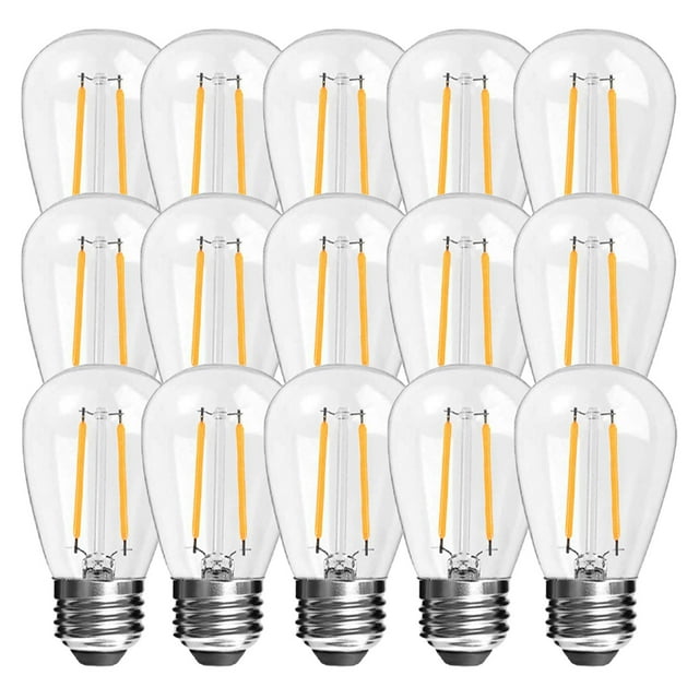 BRIMAX 15pcs S14 2W LED Indoor Outdoor Bulbs to Replace String Light Edison Bulbs, E26 Base ...