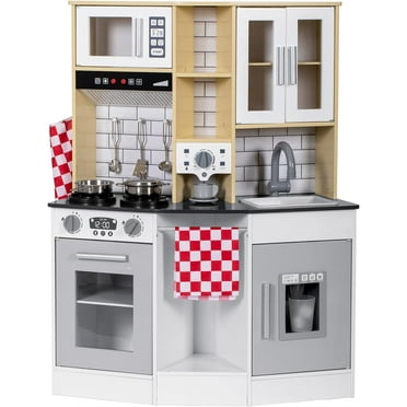 Deluxe Wooden Outdoor Play Mud Kitchen with 6-Piece Accessory Set and ...