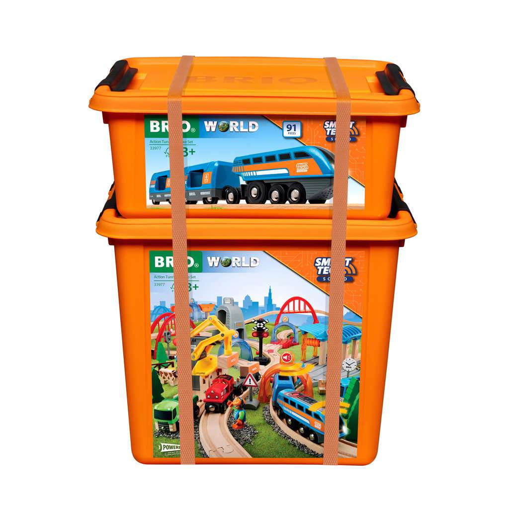 BRIO World Wooden Track Railway Station Action Tunnel Deluxe Set for ...