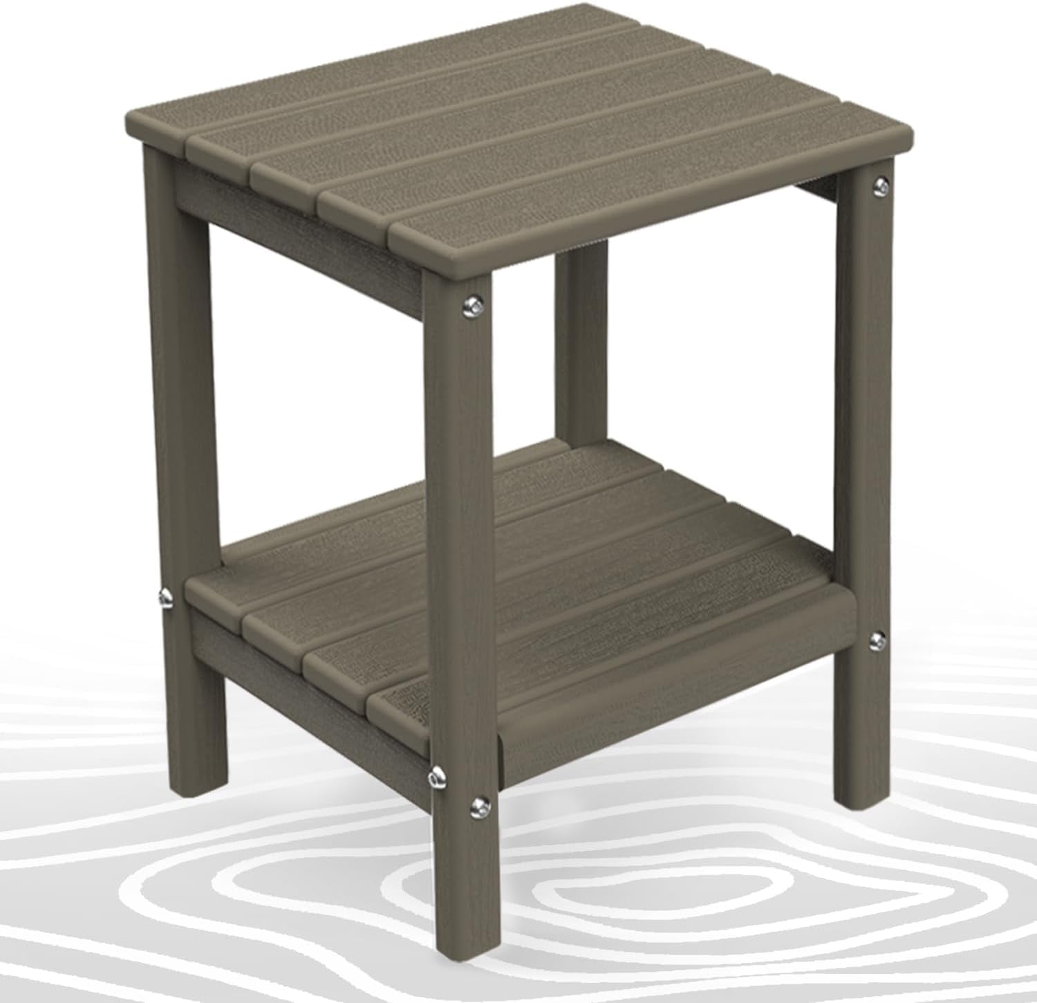 BRIOPAWS Outdoor-Side-Table | Small | Wood Grain | HDPE Plastic | Patio ...