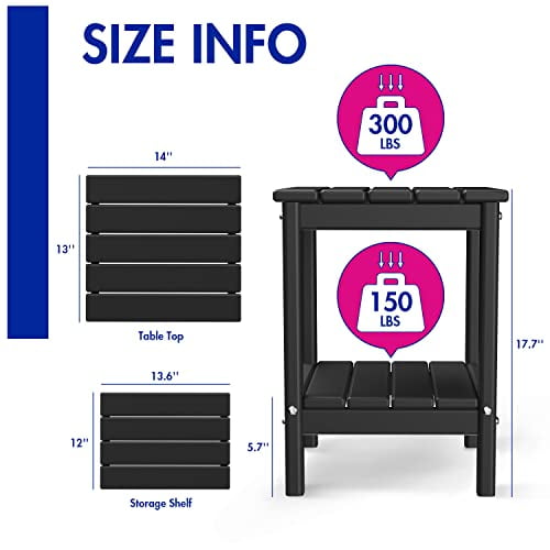 BRIOPAWS Outdoor-Side-Tables | Set of 2 | Small | HDPE Plastic | Patio ...