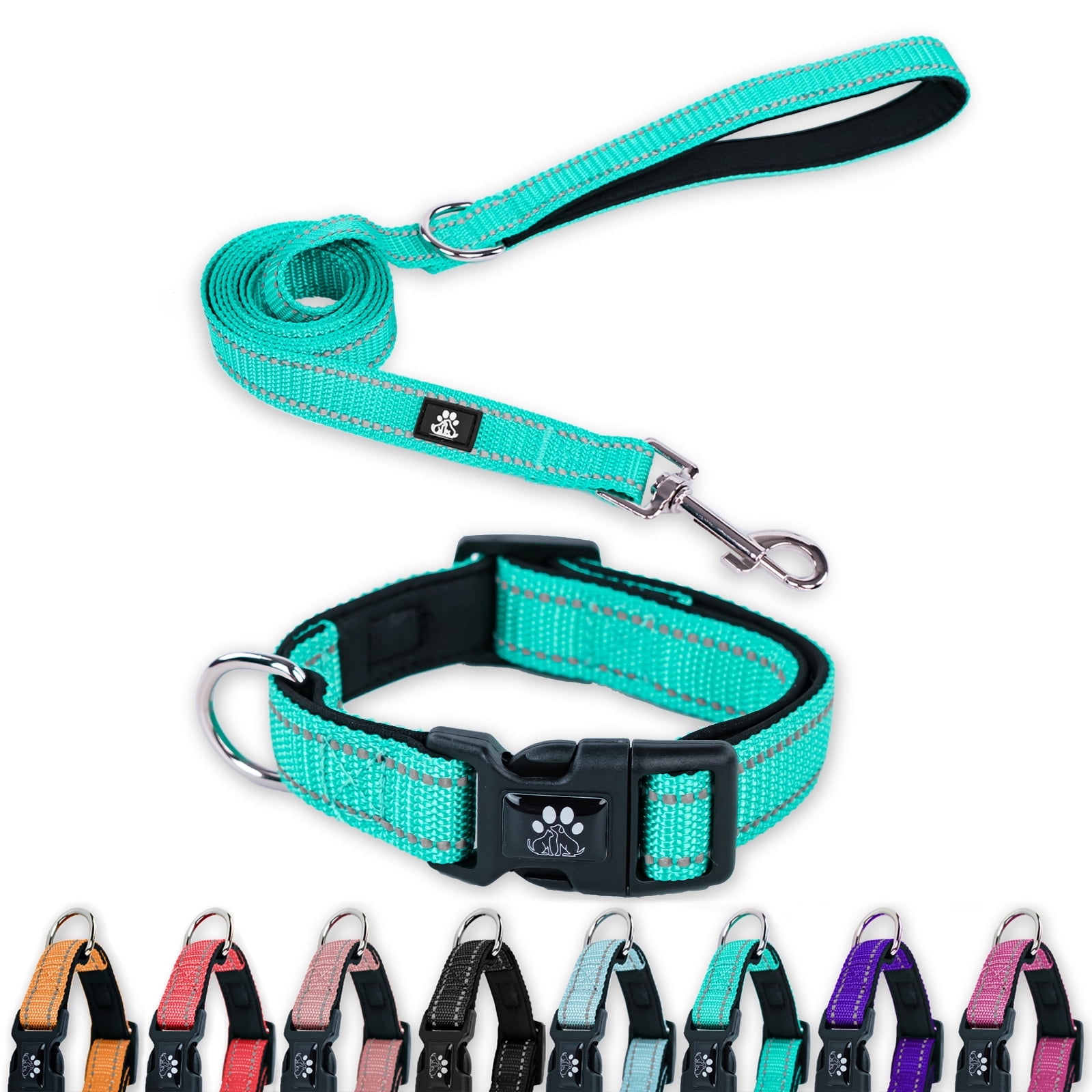 BRIOPAWS Reflective Dog Collar and Leash Set,Soft Neoprene Pet Collar ...