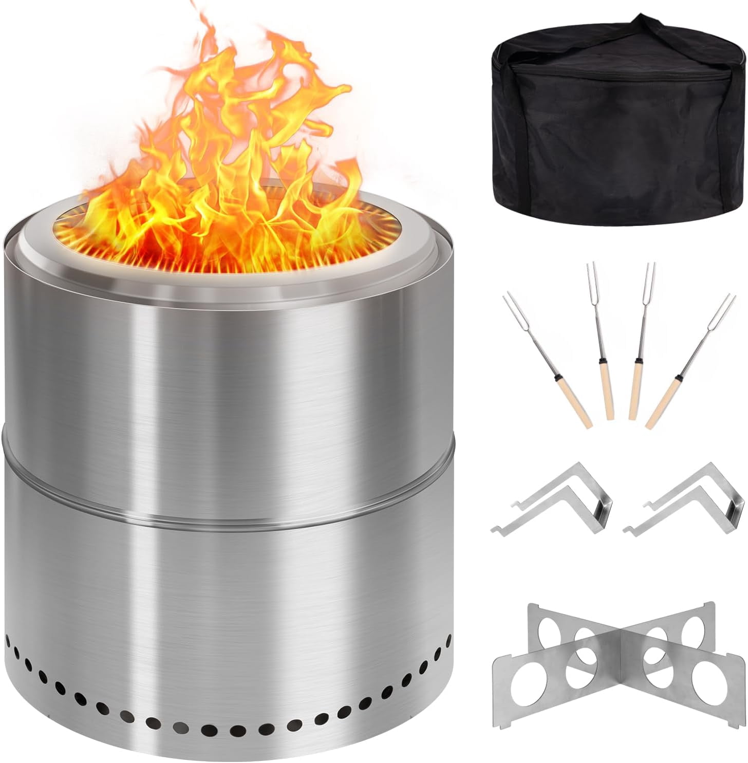 BRIOPAWS Smokeless-FirePit | 15.5 in | Portable-Outdoor-Fire-Pits ...