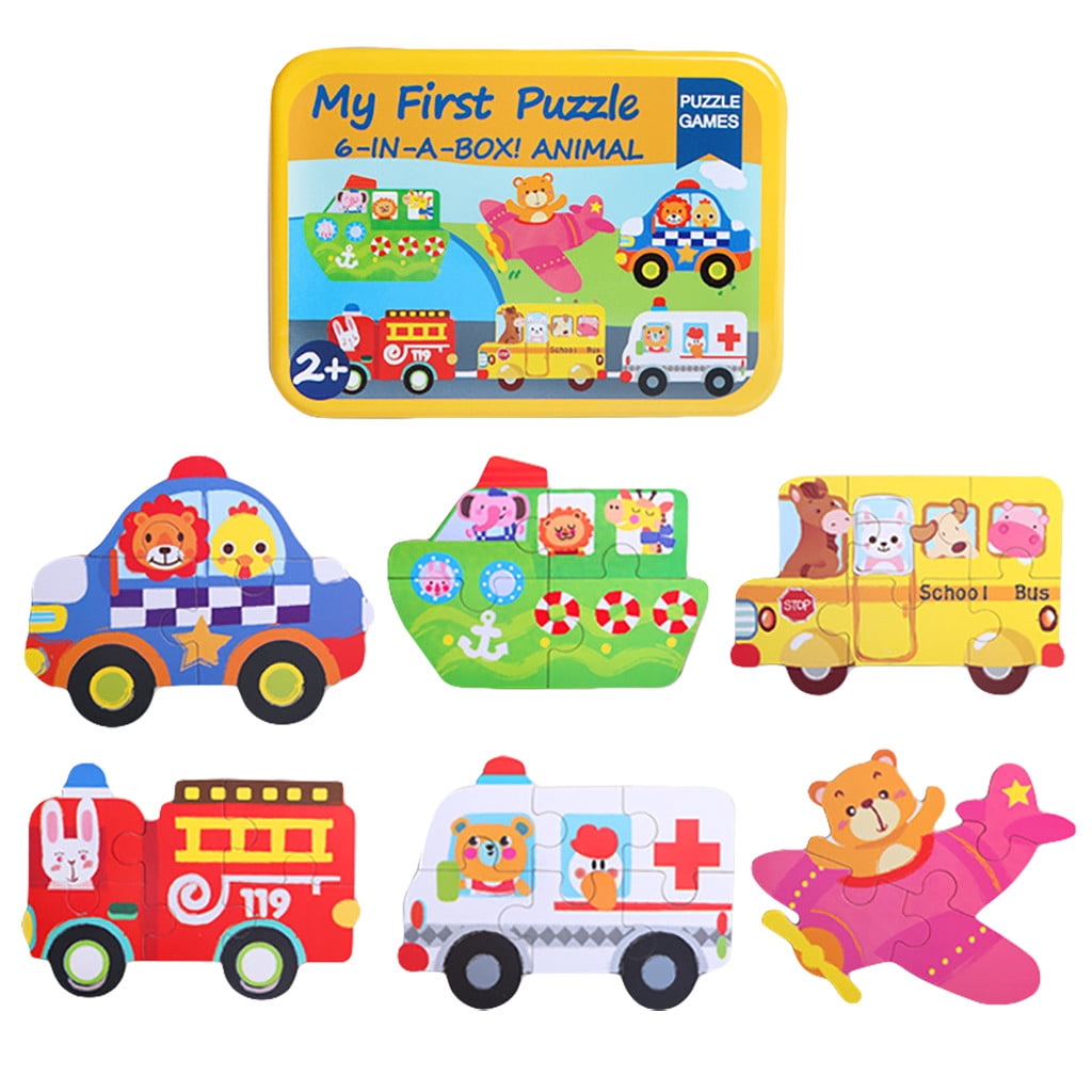 BRISEZZS 6 In 1 Cartoon Wooden Traffic Puzzle Early Childhood ...