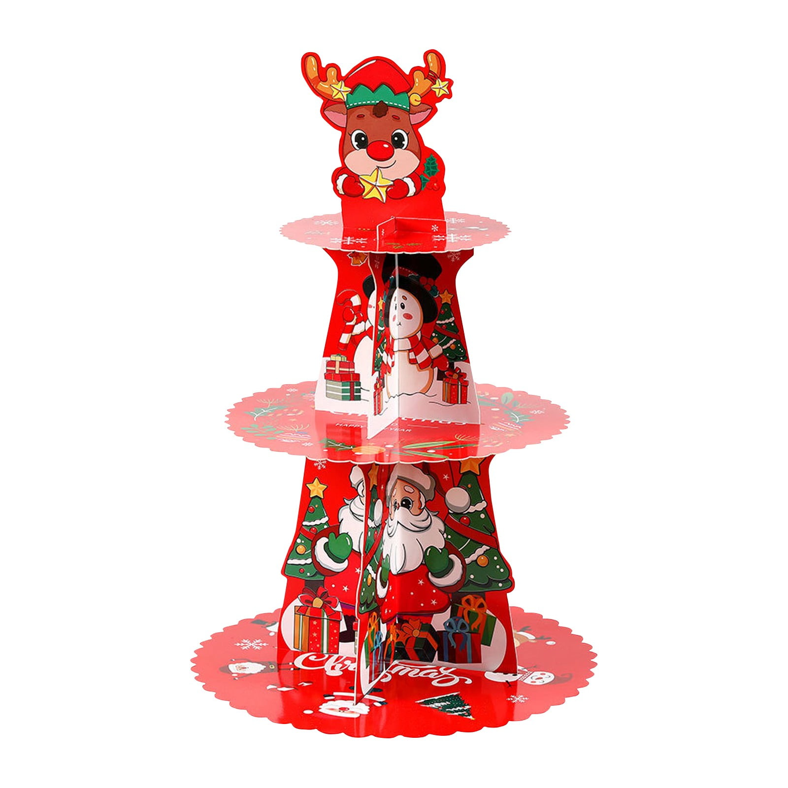 BRISEZZS Christmas Cupcake Dessert Storage Rack3 Tier Merry Christmas ...
