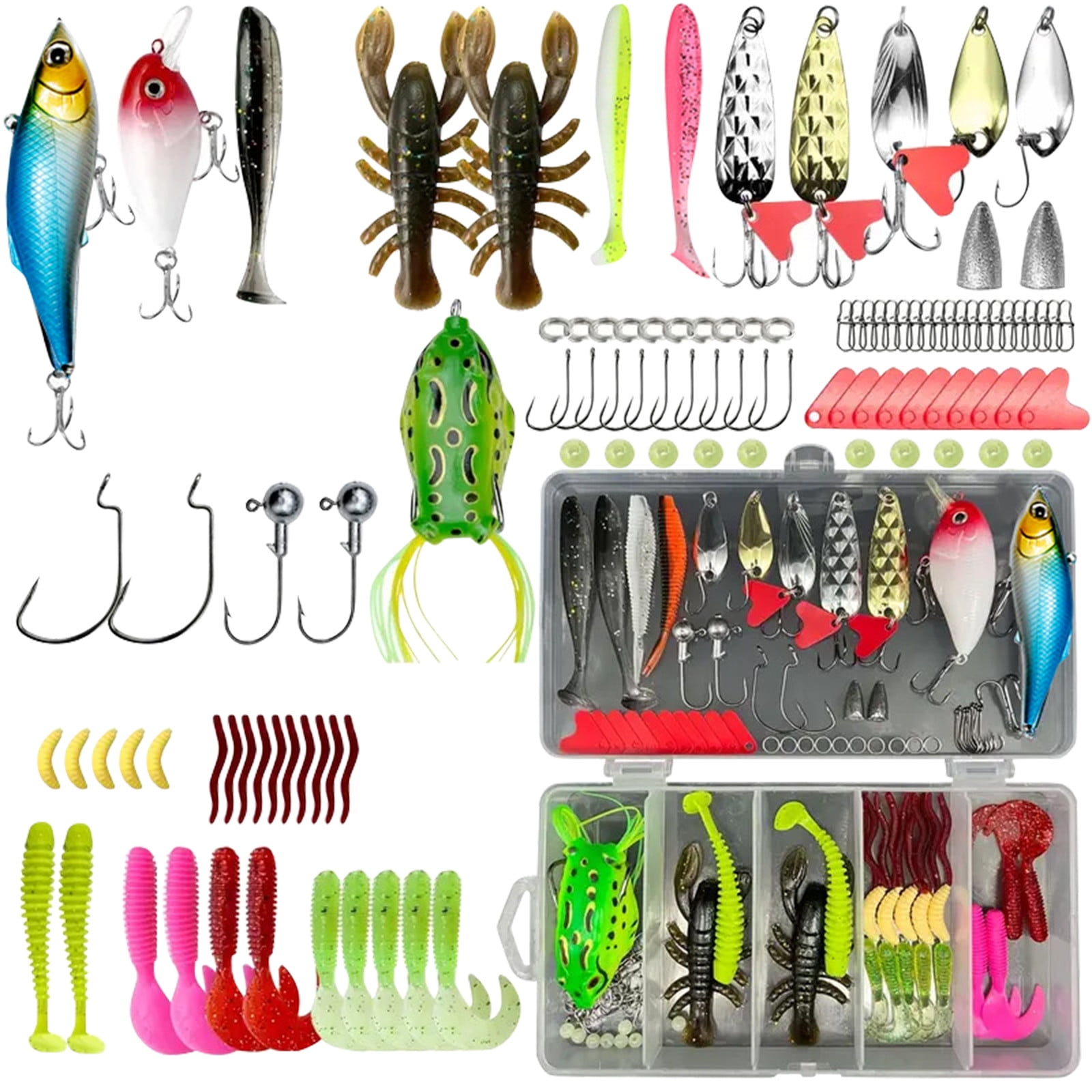 BRISEZZS New Tackle Box With Fishing Tackle, Fishing Kit With Vib, Soft ...