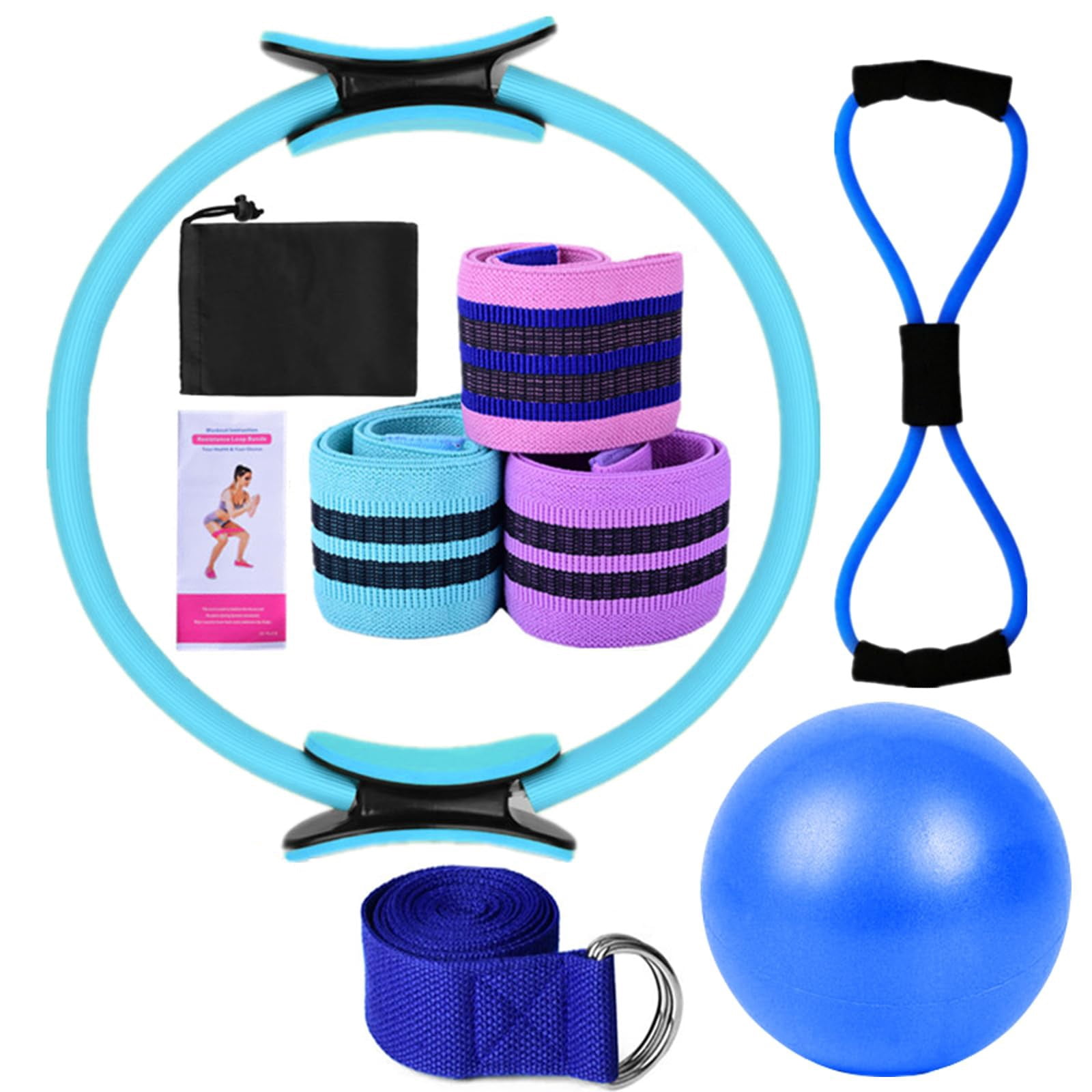 BRISEZZS Yoga Fitness Eleven-piece Set Webbing Latex Silk Hip Ring ...
