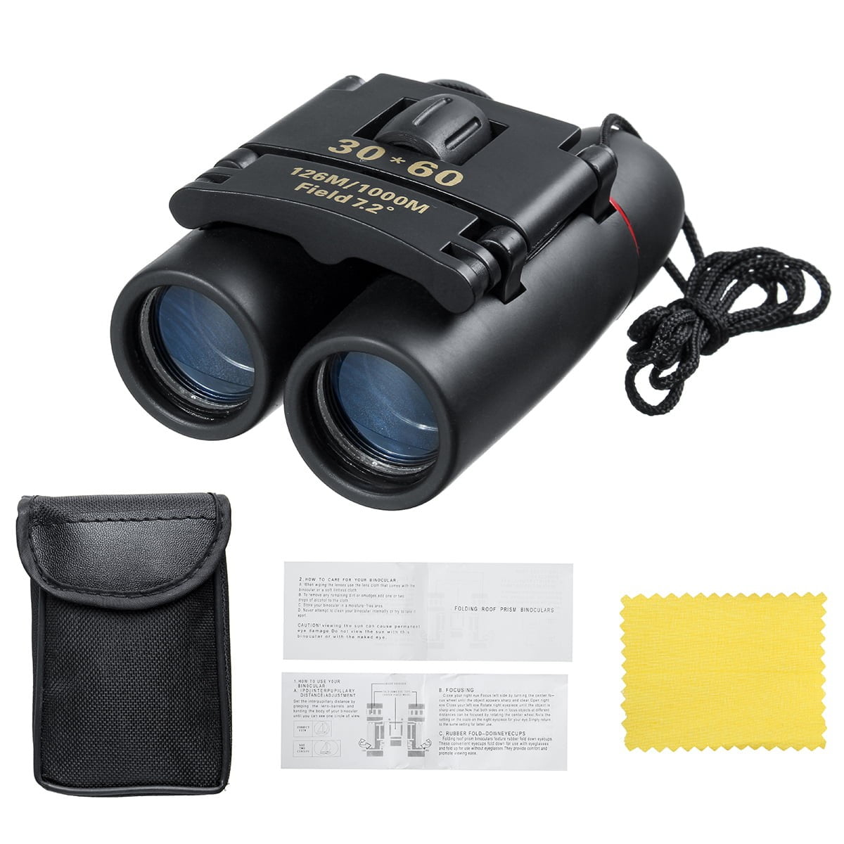 BRISEZZS Zoom Telescope 30x60 Folding Binoculars With Low Light Night ...