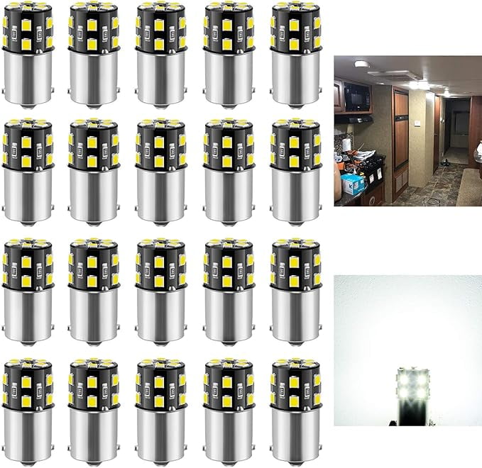 BRISHINE 20PCS 1141 1156 Interior LED Light Bulbs for RV, Super Bright ...