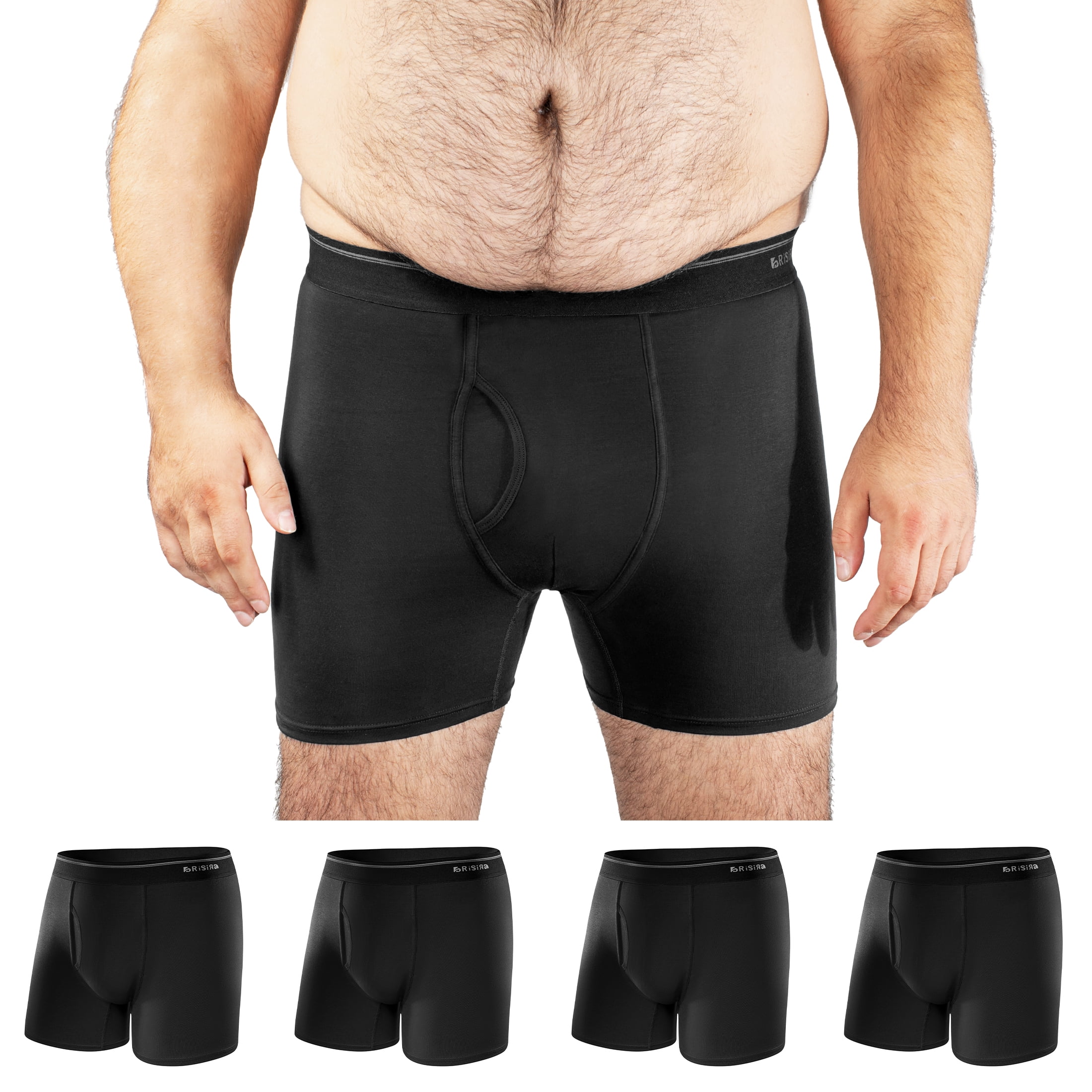 BRISIRA Mens Big and Tall Bamboo Boxer Briefs, 4-Pack Moisture Wicking ...