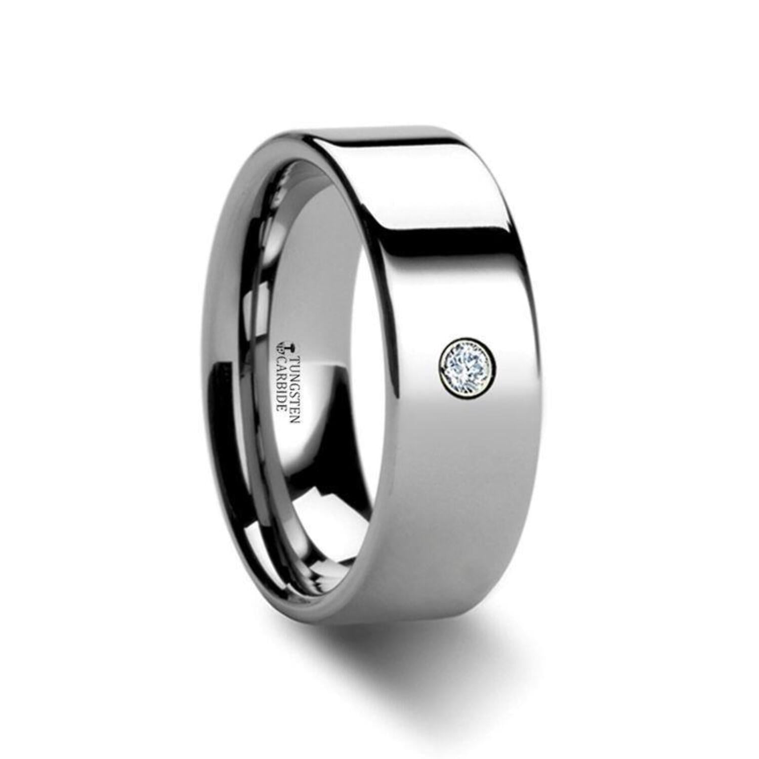 BRISTOL Flat Polished Tungsten Diamond Ring 6mm & 8mm - Walmart.com