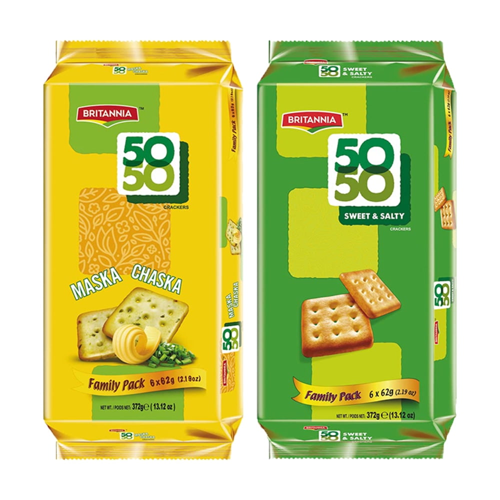 BRITANNIA Crackers 50 50 Maska Chaska & Sweet and Salty Biscuit 13.12oz (372g) - Delicious ...