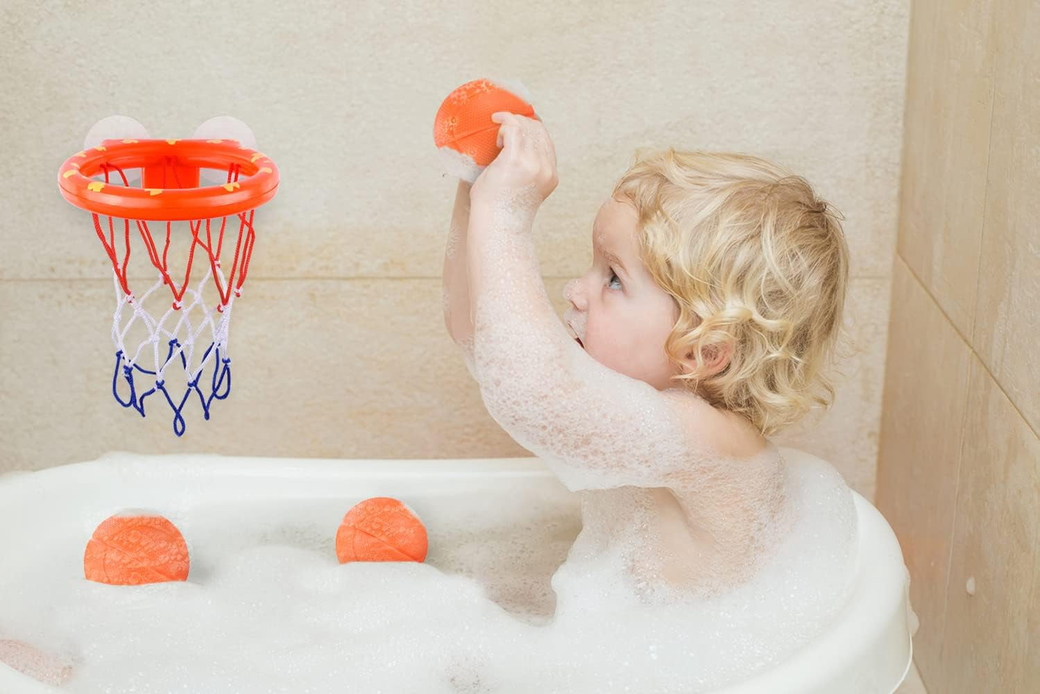 BRITENWAY Bath Toys - Bathtub Basketball Hoop for Kids w/ 3 Balls - BPA ...