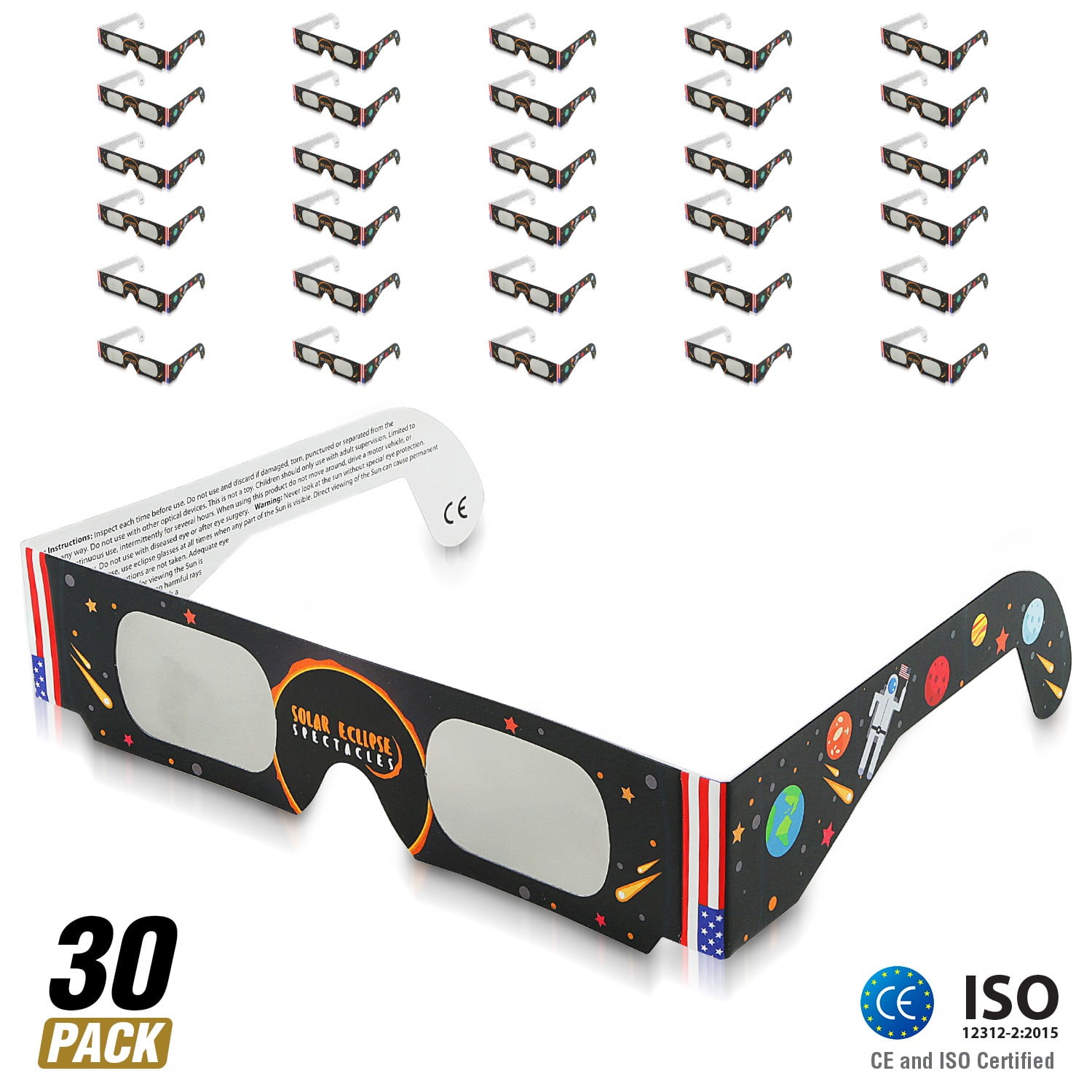 BRITENWAY Solar Eclipse Glasses (30 Pack) - NASA Approved, CE & ISO ...