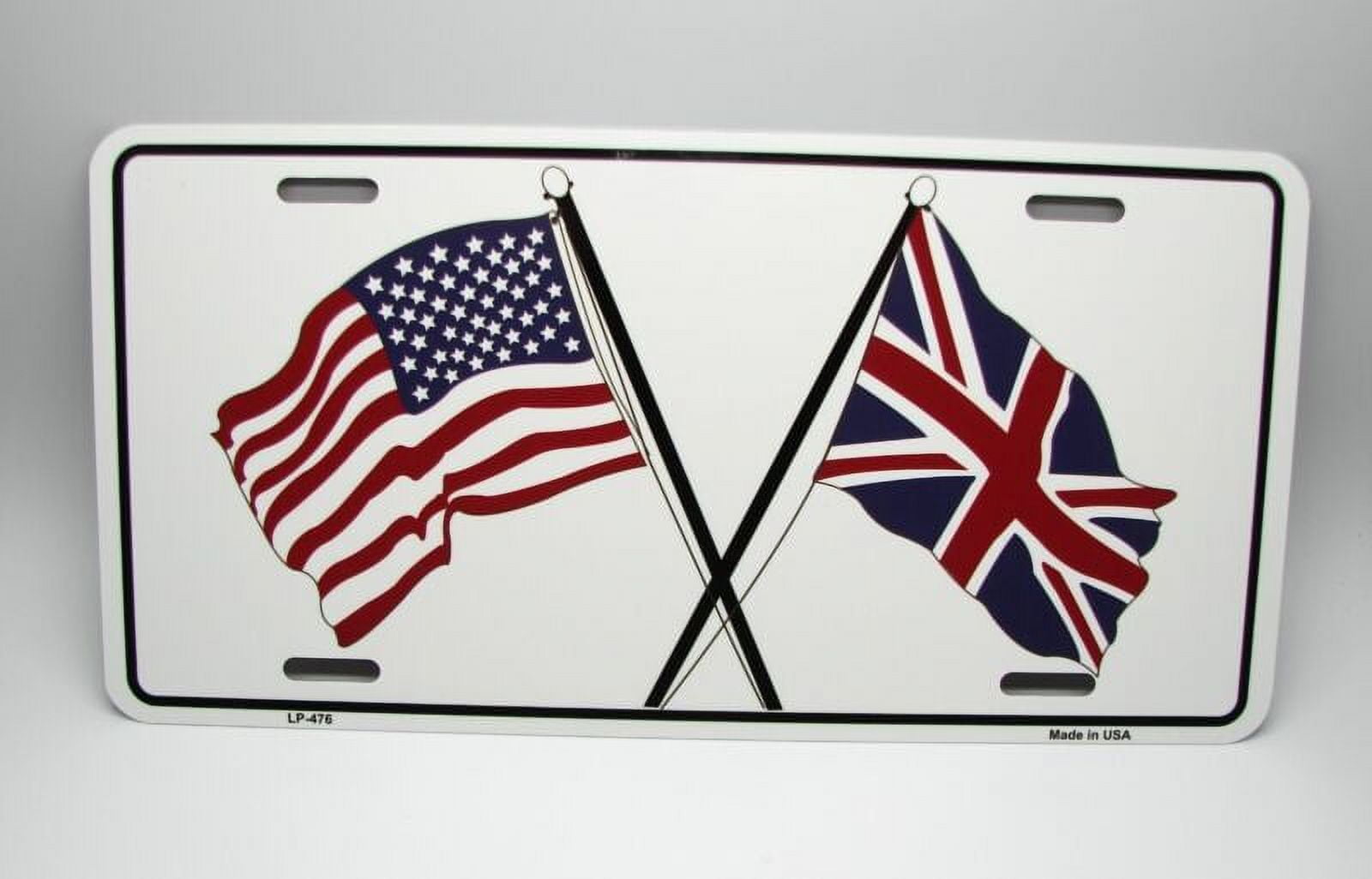 BRITISH FLAG AMERICAN FLAG METAL CAR LICENSE PLATE,UNION JACK, ENGLISH ...