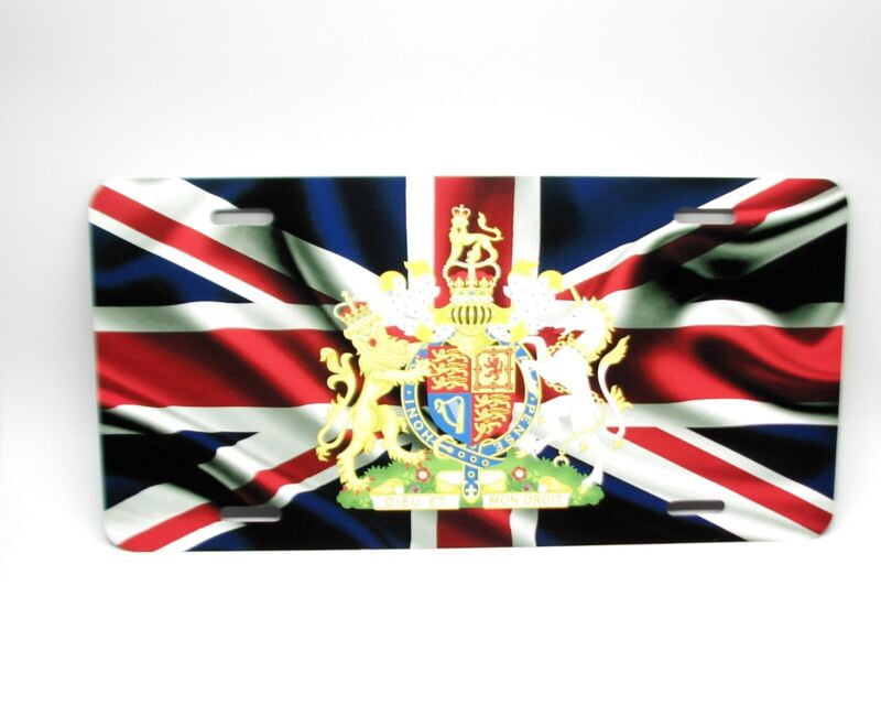 BRITISH FLAG METAL CAR LICENSE PLATE. UNION JACK, BRITAIN FLAG, ENGLISH ...