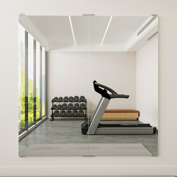 BRIVUE Home Gym Mirror - 2 Pcs x 60" x 36" Frameless Wall Mirrors, Easy ...