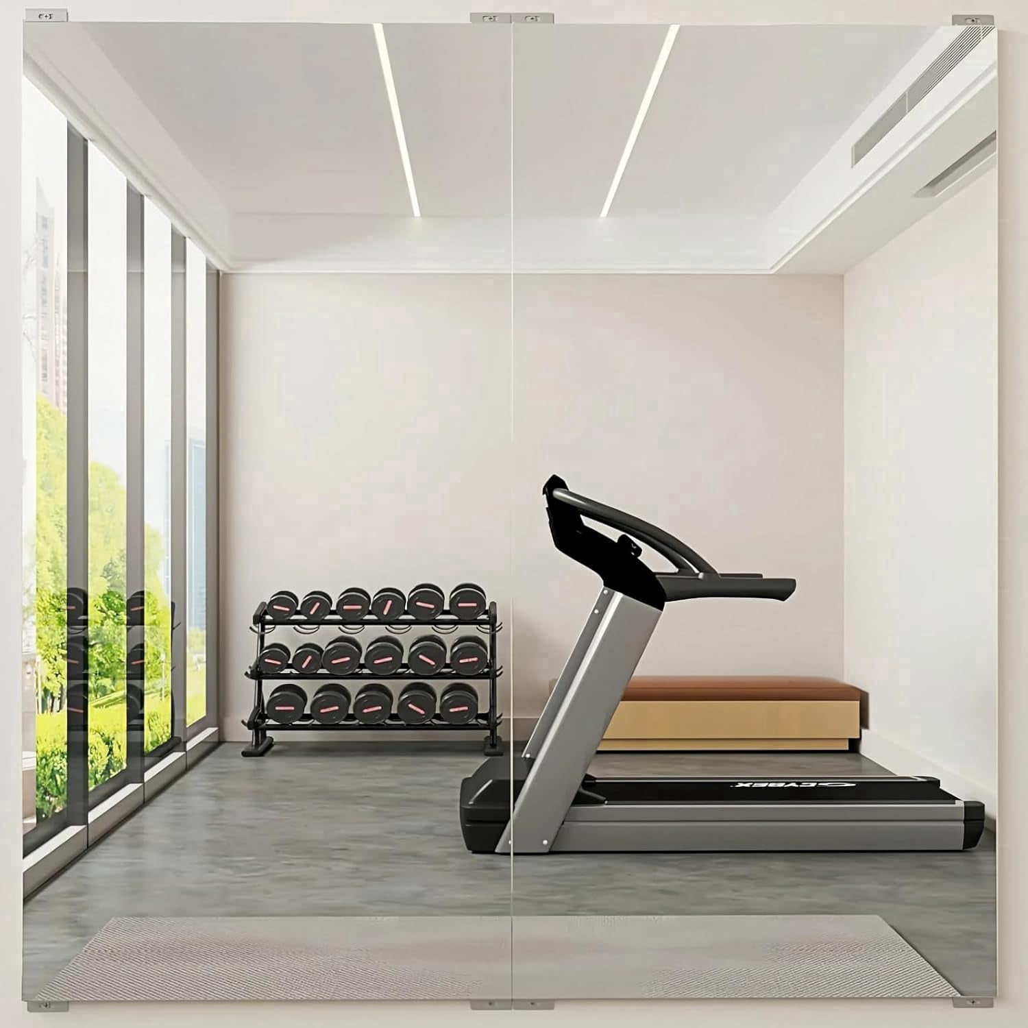 BRIVUE Home Gym Mirror - 2 Pcs x 72" x 36" Frameless Wall Mirrors, Easy ...