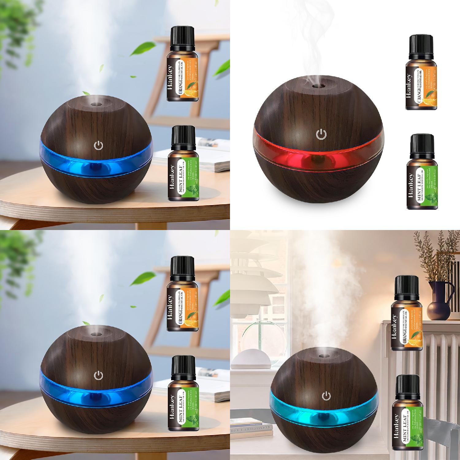 BRJSQ 5-Star Rated Wooden Humidifier 300ml Aromatherapy Diffuser w ...