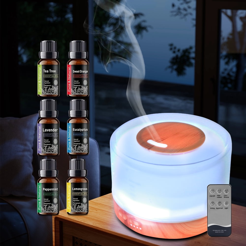 BRJSQ 500ml Aromatherapy Diffuser Set with 6 Therapeutic Oils 7 Calming ...