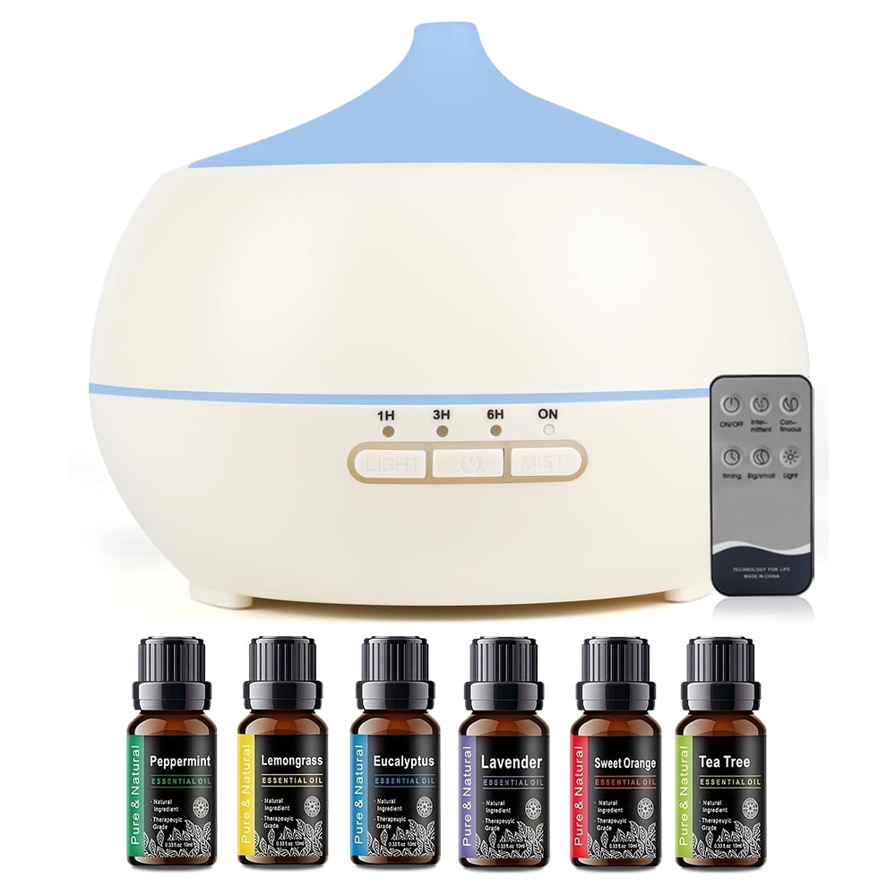 BRJSQ 550ml Essential Oil Diffuser with Remote Control 7-Color LED & Ultrasonic Humidifier 6 ...
