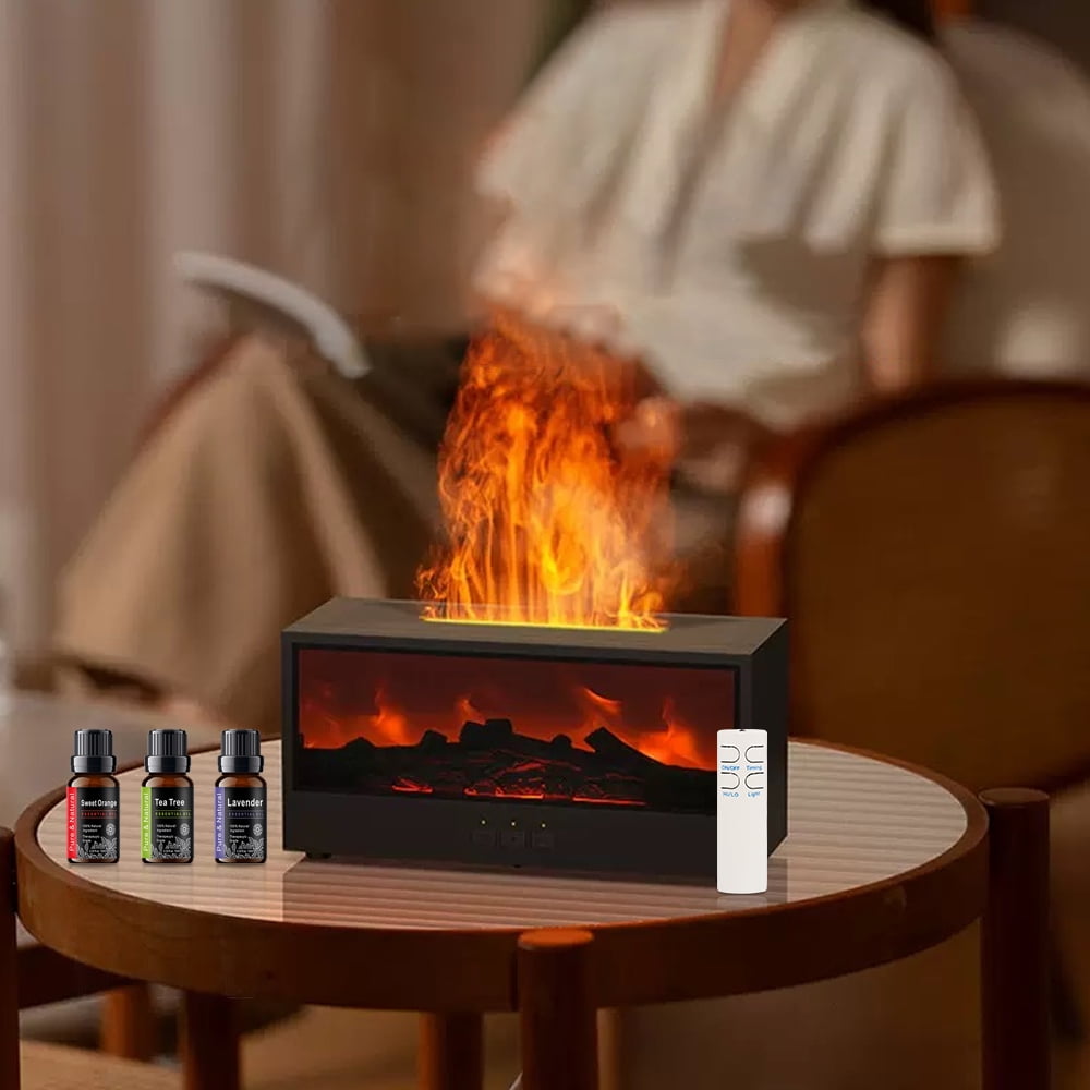 BRJSQ Desktop Electric Fireplace with Atmosphere Light - Portable ...