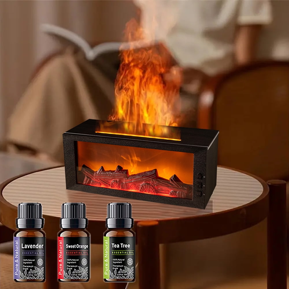BRJSQ Fireplace Aroma Diffuser Creative Flame Humidifier Waterless Auto ...