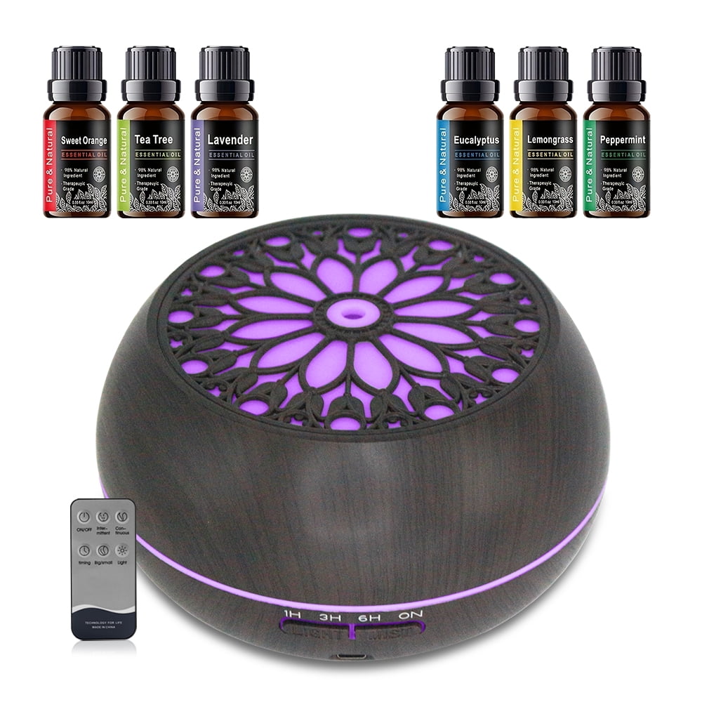 BRJSQ Large Essential Oil Diffuser with Auto Timer, 7 LED Colors ...