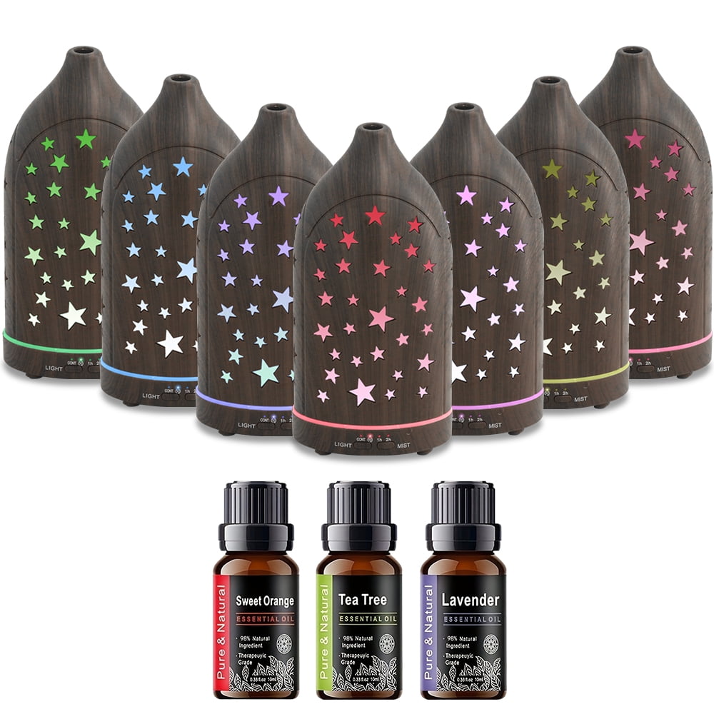 BRJSQ Star Hollow Diffuser 7 Color LED Lights Ultra-Quiet Mist Child ...