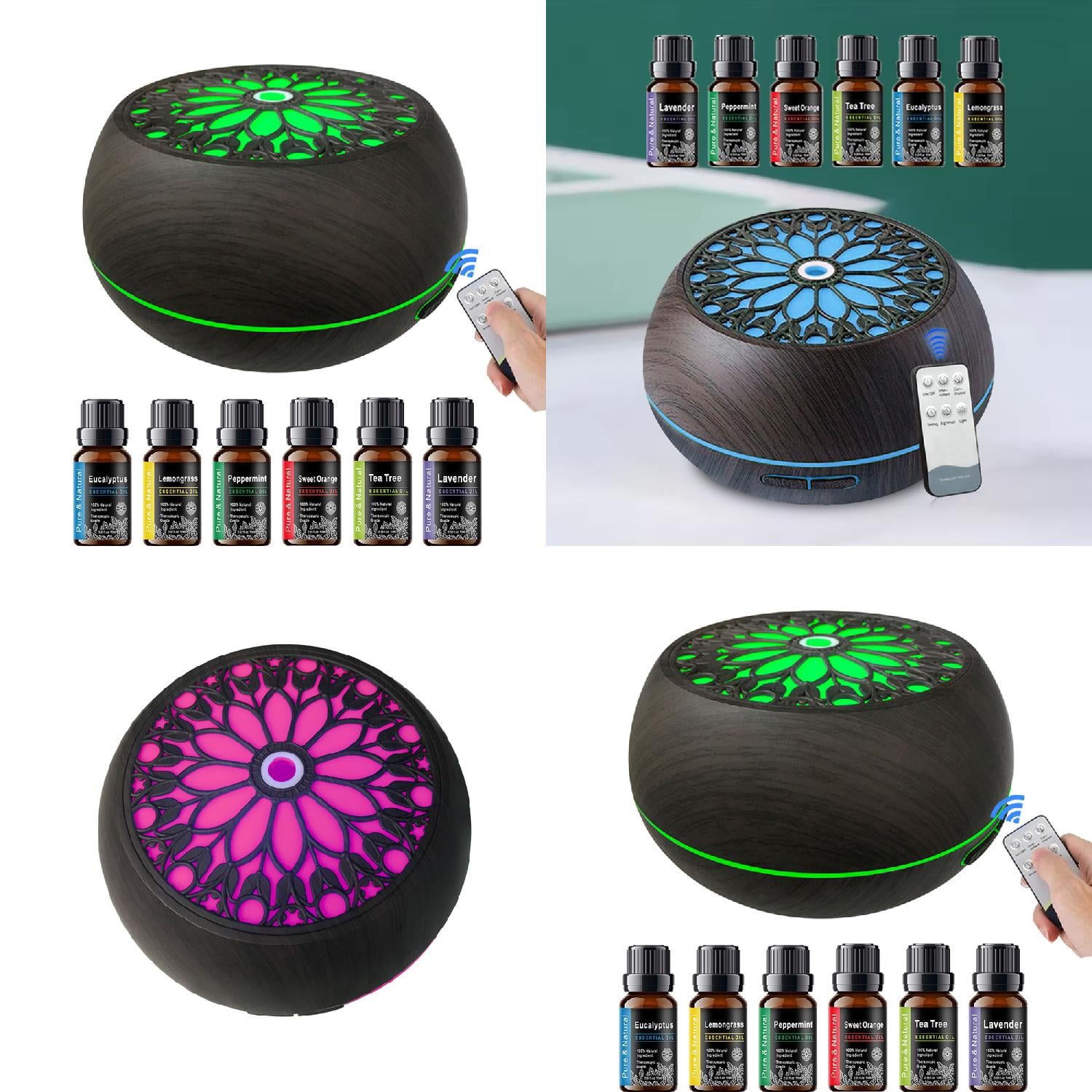 BRJSQ01 550ml Diffuser Air Humidifier Desktop Electric 6 Essential Oils Soundwave Technology ...