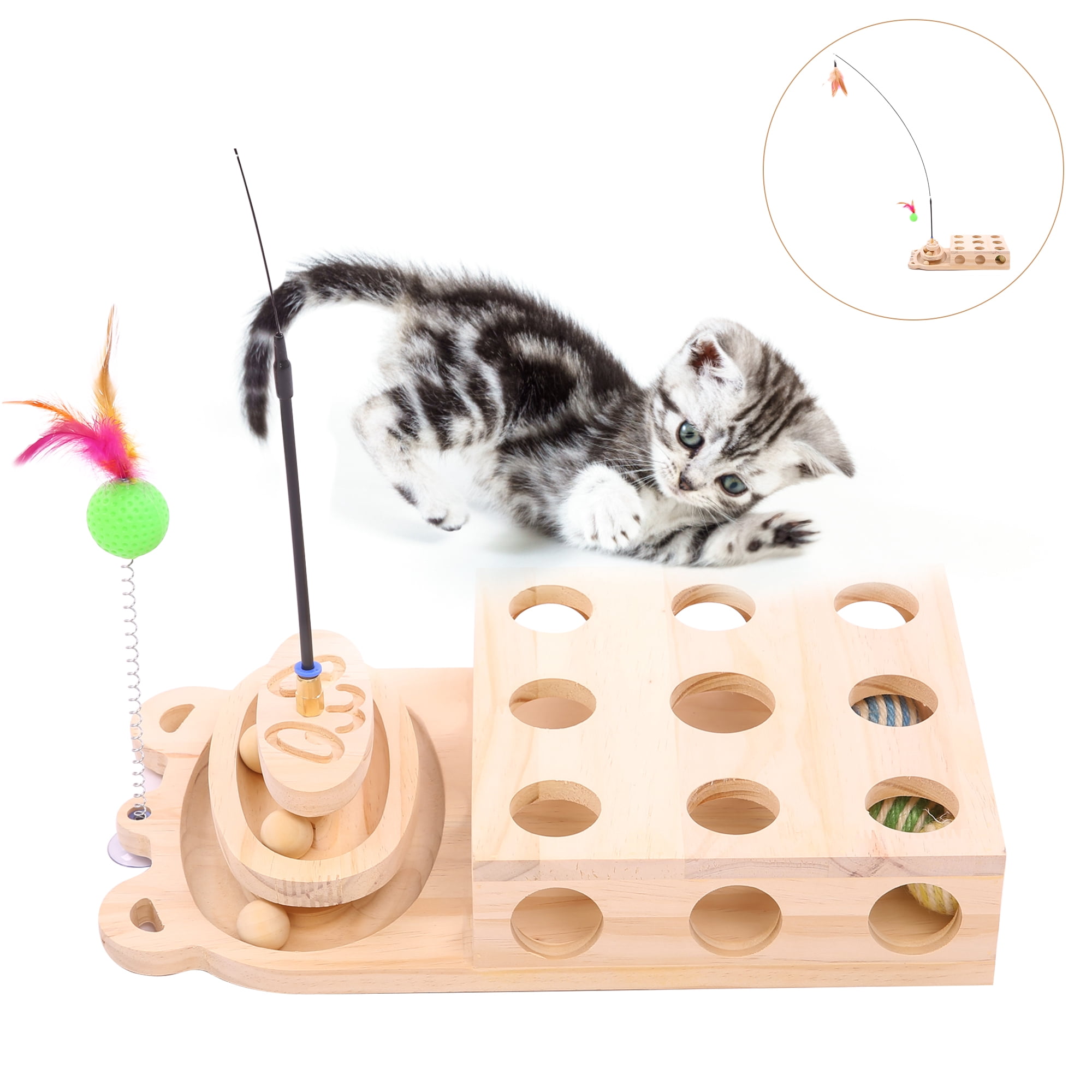 BRKURLEG Interactive Cat Toy Set, Cat Ball Toy with Puzzle Box Cat ...