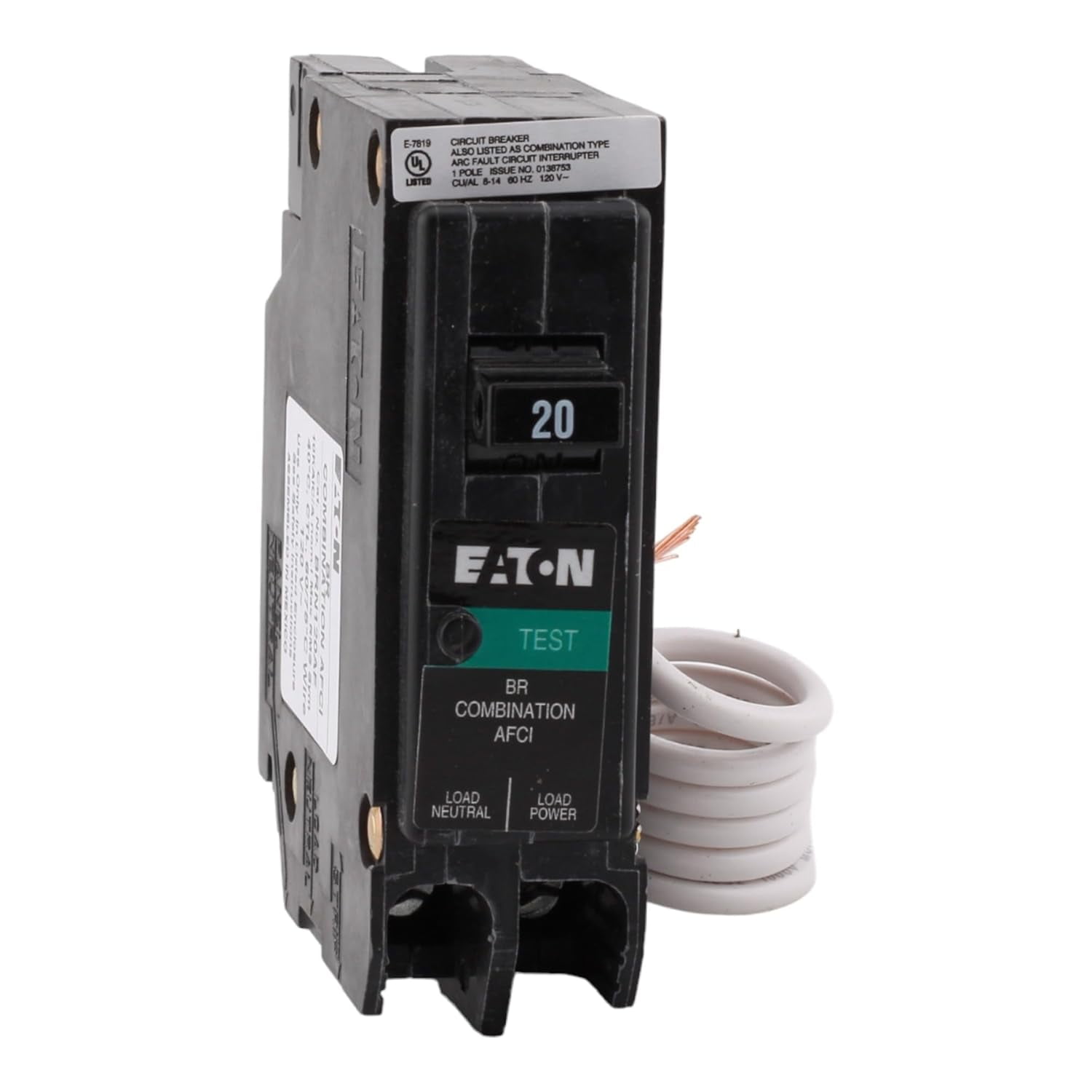 BRN120AF 20 Amp Single Pole Arc Fault Circuit Breaker - 120 Volt ...