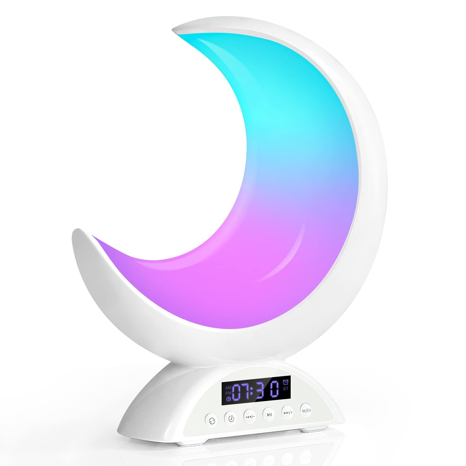 BRNEWO Magical Moon Lamp Alarm Clock, Cute RGB Color Changing Light ...