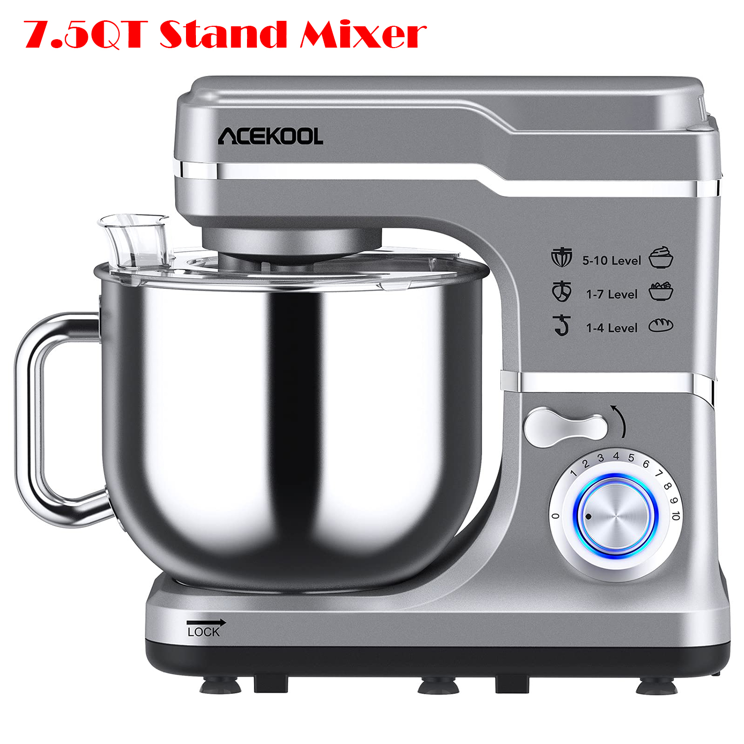 BROADFASHION Stand Mixer, 660W 10-Speed Mixers Kitchen Electric Stand ...