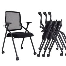 Stackable Conference Chair w/Wheels, Folding Office Guest Chair, Padded ...