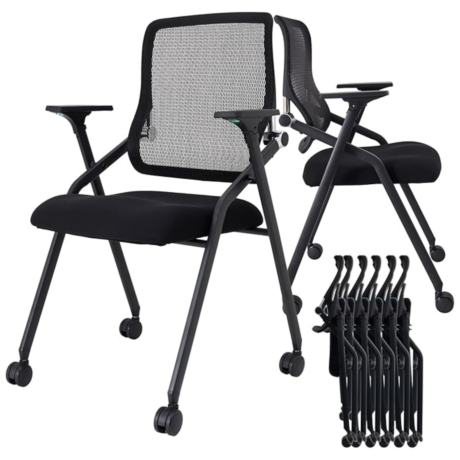 BROBRIYO Stackable Folding Chairs with Cushion Padded Mesh Bouncing ...