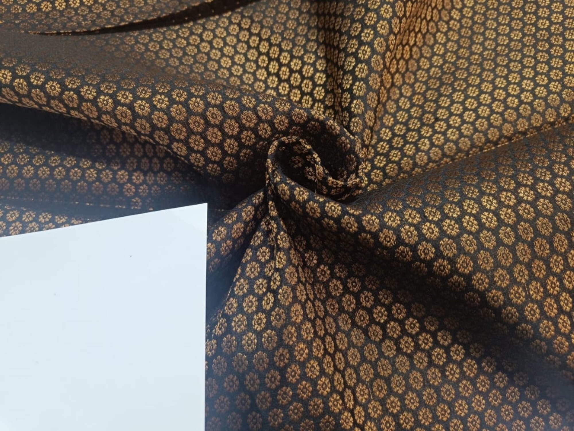 BROCADE FABRIC BLACK X METALLIC GOLD MOTIF 44quot; wide - Walmart.com