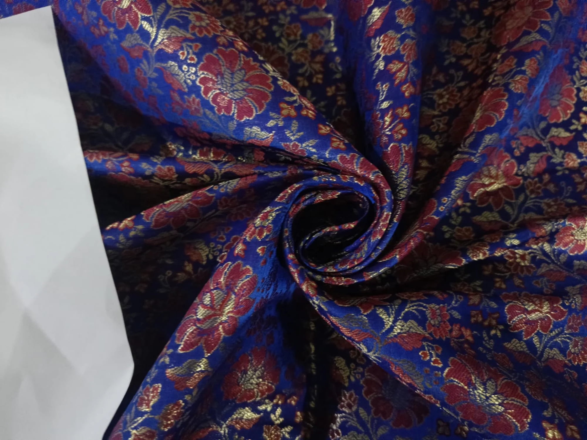 BROCADE FABRIC Red, Blue Metallic Gold color 44" wide BRO264[5 ...