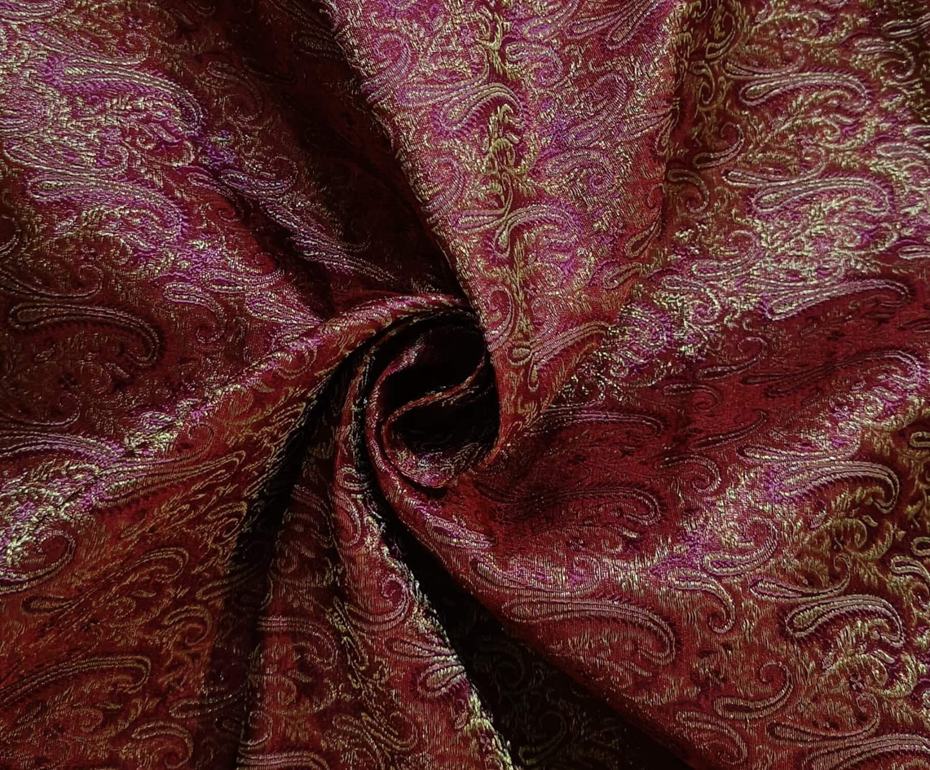 BROCADE FABRIC Red amp; Metallic Gold Color 44" wide BRO53[1] - Walmart.com