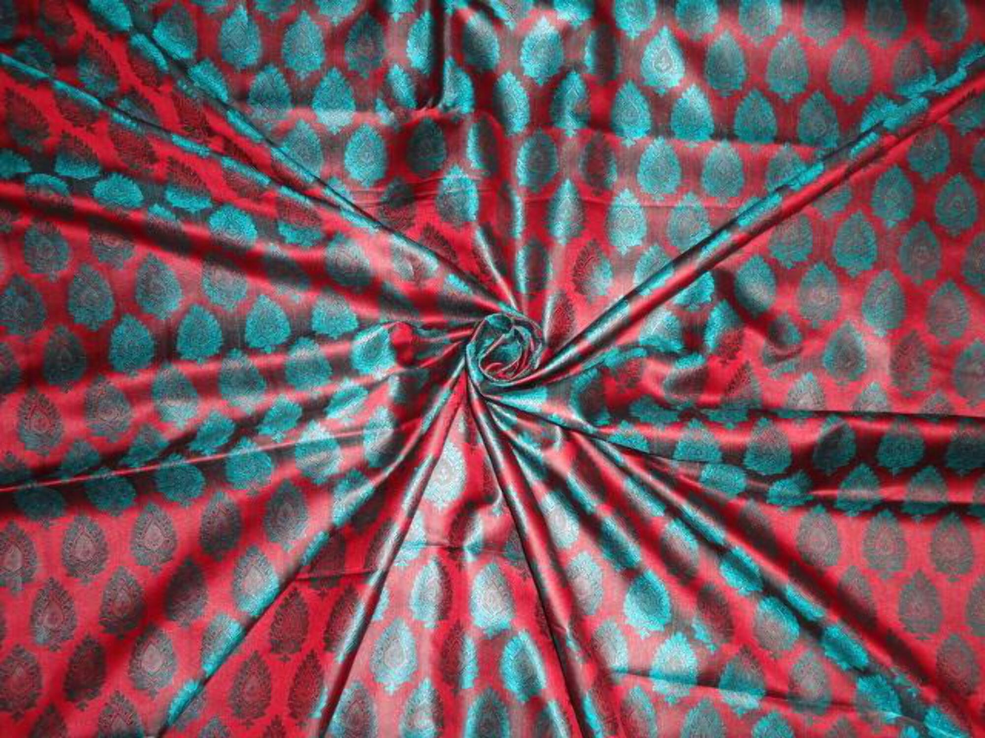 BROCADE JACQUARD FABRIC KINGFISHER GREEN amp; DEEP RED - Walmart.com