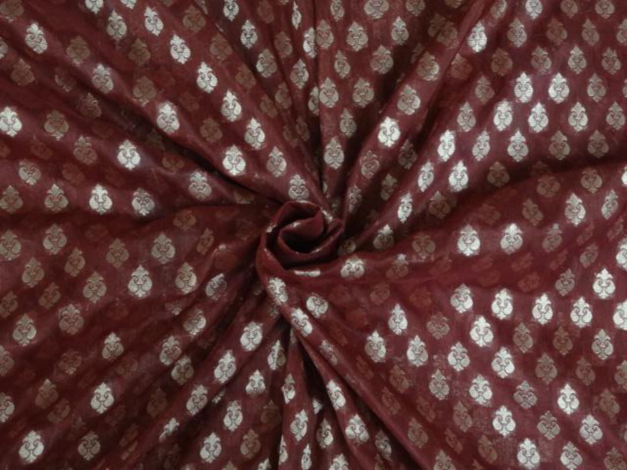 BROCADE SHEER FABRIC BLOOD RED WITH METALLIC GOLD MOTIVE - Walmart.com